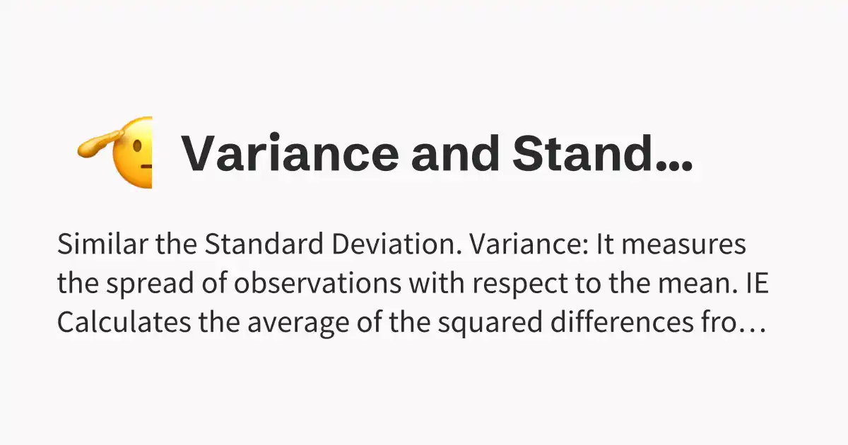 Variance and Standard Deviation